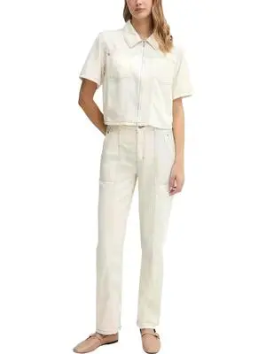 Dkny Zip-front Denim Shirt - Neutrals