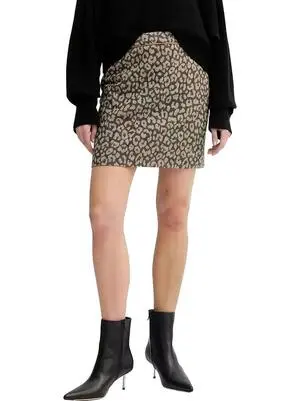 BOSS Vasola1 Leopard-print Mini Skirt - Brown
