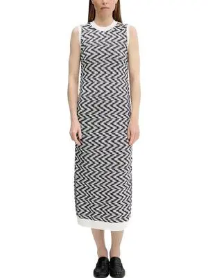 Barbour Chevron-pattern Sleeveless Midi Dress - Black