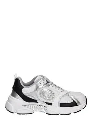 Guess Metallic-paneled Mesh Sneakers - White