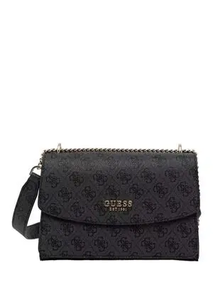 Guess Logo-plaque Chain-strap Satchel - Black