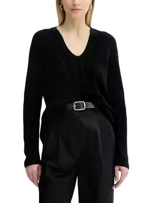 Marc O'polo V-neck Ribbed Sweater - Black