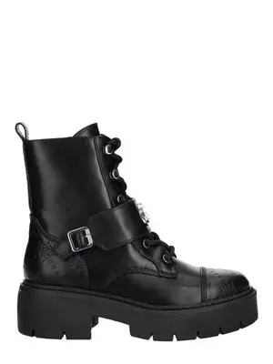 Guess Buckle-embellished Combat Boots - Black