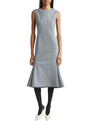 Proenza Schouler Bruna Plaid Midi Dress - Blue Multi
