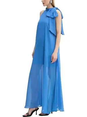 GESTUZ Gzsanka Bow-detail High-neck Dress - Blue