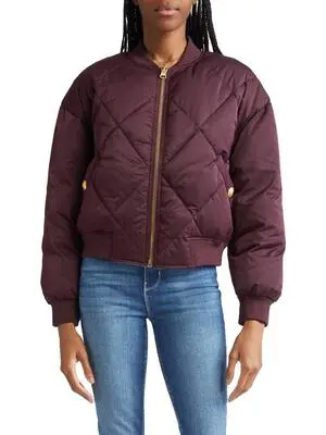 L'Agence Violeta Reversible Bomber Jacket - Wine/herringbone