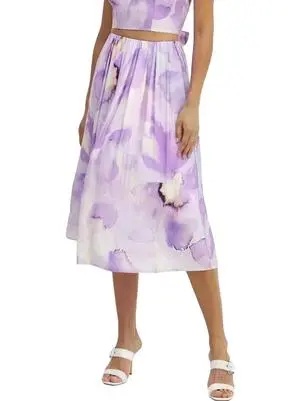Bardot Floral-print High-rise Skirt - Purple