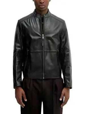 Hugo Zip-fastening Leather Jacket - Black