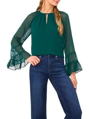 CECE DUPRAZ Tiered Sleeve Top - Dark Forest