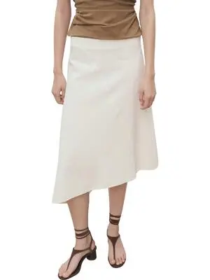 Mango Asymmetric Midi Skirt - Ecru