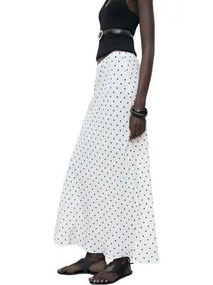 MANGO Polka Dot Maxi Skirt