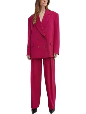 LA MANIA Notched-lapel Double-breasted Blazer - Pink