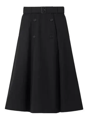 Burberry Gabardine Trench Midi Skirt - Black