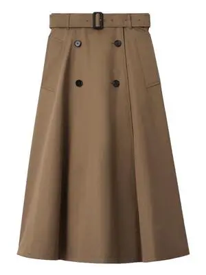 Burberry Gabardine Trench Midi Skirt - Clay Brown