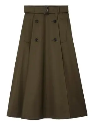 Burberry Gabardine Trench Midi Skirt - Green Green