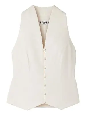 Staud Stella Crepe Vest - Neutrals