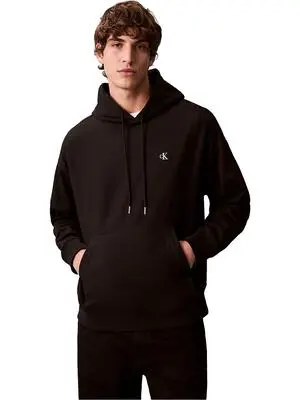 Calvin Klein Premium Terry Relaxed Monogram Fleece Hoodie - Black