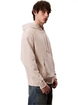 Calvin Klein Premium Terry Relaxed Monogram Fleece Hoodie - Chalk