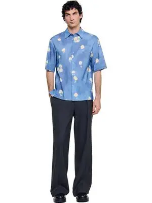 Sandro Abstract Floral Shirt - Blue Office