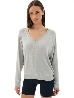 Splits59 Fleece V-neck Sweatshirt - Heather Grey/white