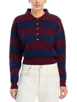 525 America Rugby Stripe Sweater - Burgundy/navy