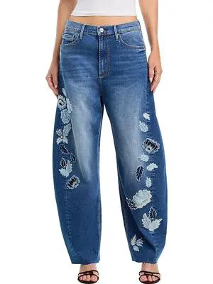 DRIFTWOOD Parker Barrel Floral Foliage Jeans - Medium Wash