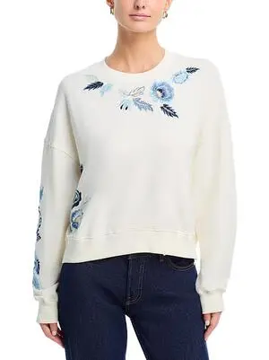 DRIFTWOOD Floral Embroidered Crewneck Sweatshirt - Cream