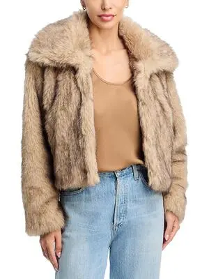 Aqua Faux Fur Coat - Tan