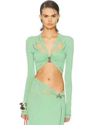Rabanne Cut Out Cropped Top - Pistachio