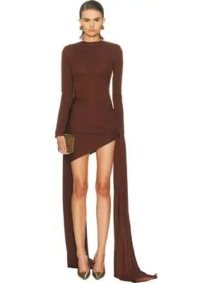 THE NEW ARRIVALS ILKYAZ OZEL Draped Mini Dress - Myrrhe Mystere