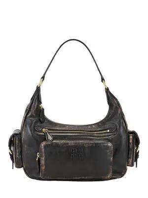 Miu Miu Velluto Righe Shoulder Bag Caffe