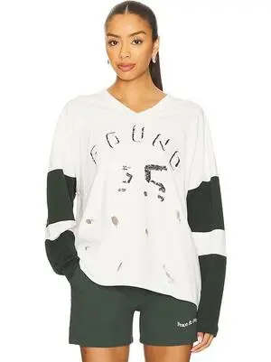 FOUND Distressed Team Tee Off White & Green