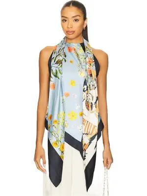 Monse Printed Scarf Top - Multi Blue