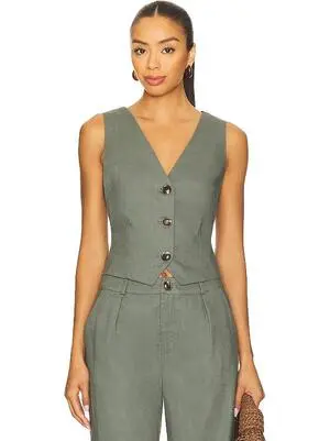 SNDYS X Allegra Linen Vest - Green