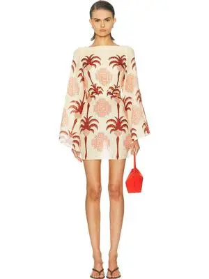 Johanna Ortiz Wave After Wave Mini Dress - Ecru  Paprika  & Light Pink