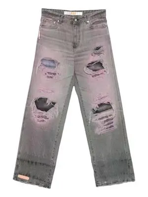 PDF Distressed Frayed Jeans - Pink