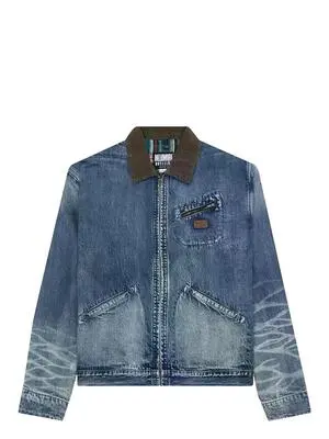 BILLIONAIRE BOYS CLUB Astronaut-logo Denim Jacket - Blue