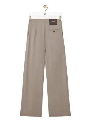 Loewe Belted Wool Trousers - Beige Melange
