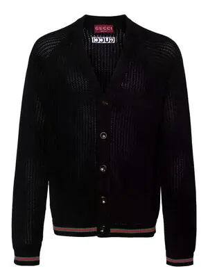 Gucci Web-stripe Trim Cardigan - Blue
