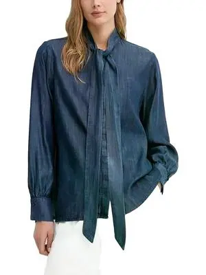 JOOP! Tie-neck Denim Shirt - Blue