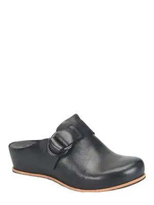 KORK-EASE® Kori Platform Wedge Mule - Black Leather