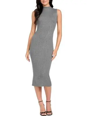 Guess Ribbed Mock Neck Sweater Dress - Light/grey