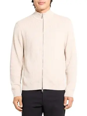 Theory Walton Cabled Cotton Zip Cardigan - Alabaster