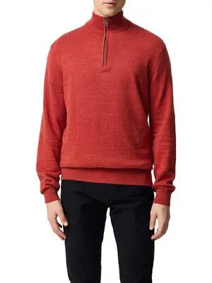 Rodd & Gunn Fortrose Cotton Quarter-zip Sweater - Brick