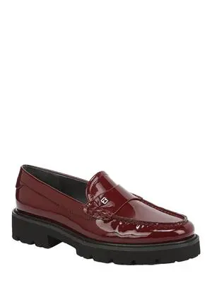 Franco Sarto Patent Loafer With Lug Sole Oxblood Red