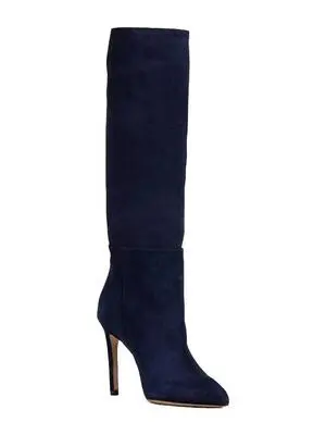 BEAUTIISOLES Yara Pointed Toe Knee High Boots - Navy