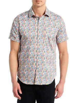 Robert Graham Livingston Stretch Short Sleeve Button-up Shirt - White/doors