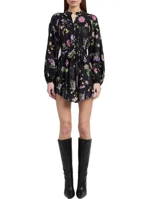 EN SAISON Harper Metallic Floral Mini Dress - Black Gold Multi