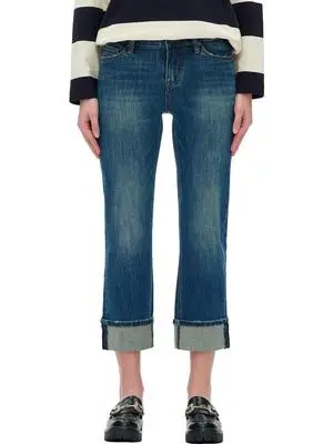 BAYEAS Cuffed Straight Leg Jeans - Retro Dark Blue