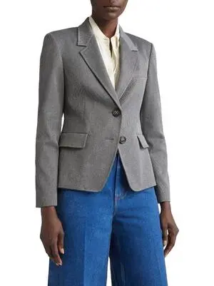 St. John Mélange Stretch Twill Cropped Jacket - Medium Grey Melange